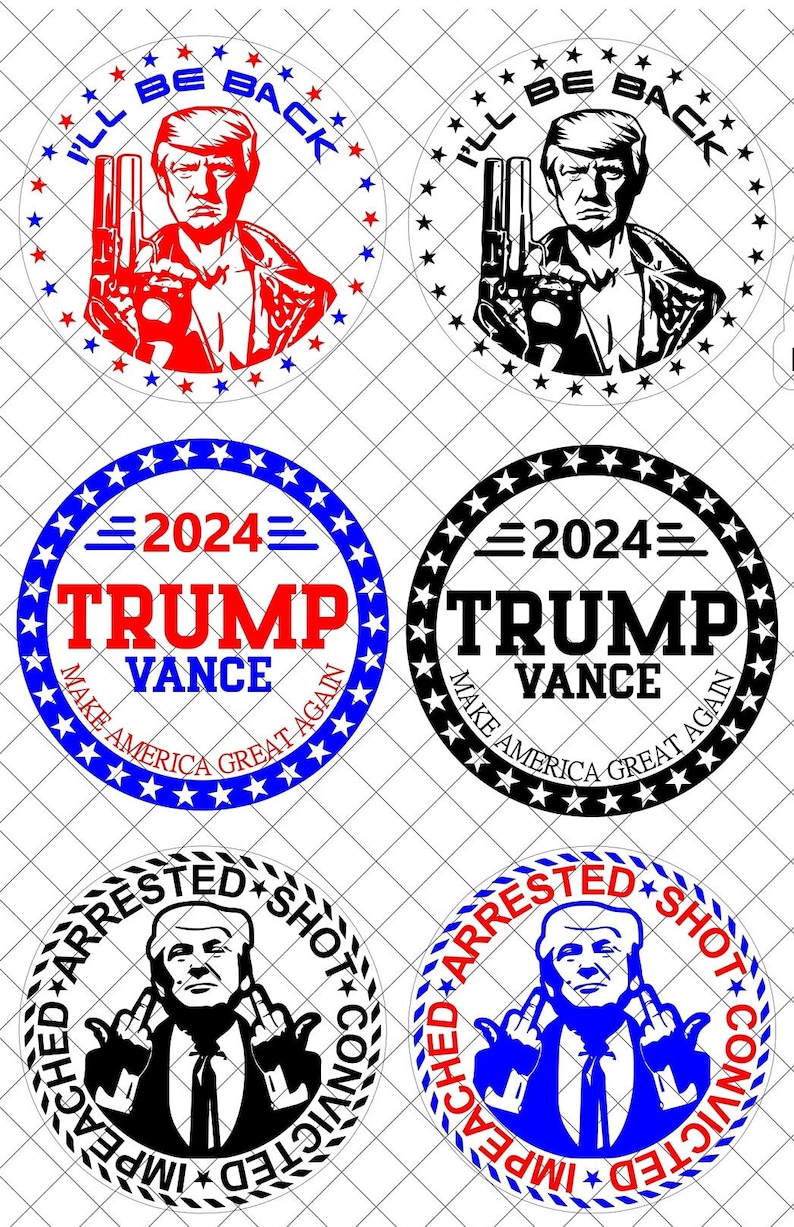 TRUMP DIGITAL FILE Pack 1, 6 Different Hat Patch Designs. Trump Vance ...