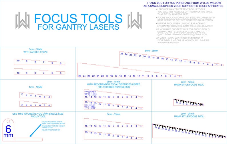 Focus Tool DIGITAL FILE Pack, Focus Tool for Laser Engravers, 1mm-25mm ...