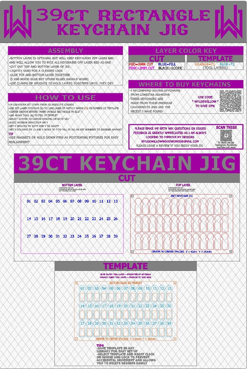 Leatherette Keychain Laser Jig | Digital Template File for Laser ...