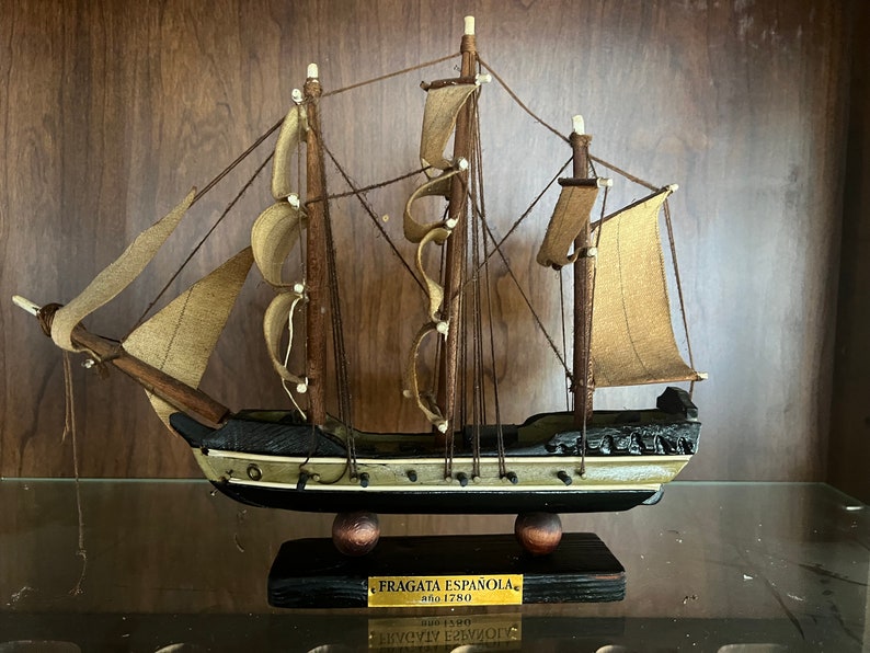 Mid-century Spanish Carved Armada Style Model Ship the "fragata ...