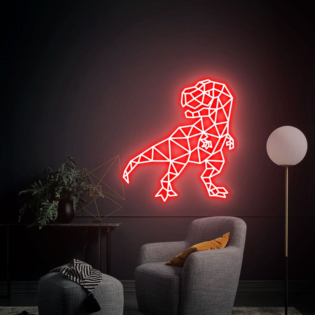 Tyrannosaurus Rex Neon Sign, Dragon Neon Sign, Wall Decor, Animal Neon ...