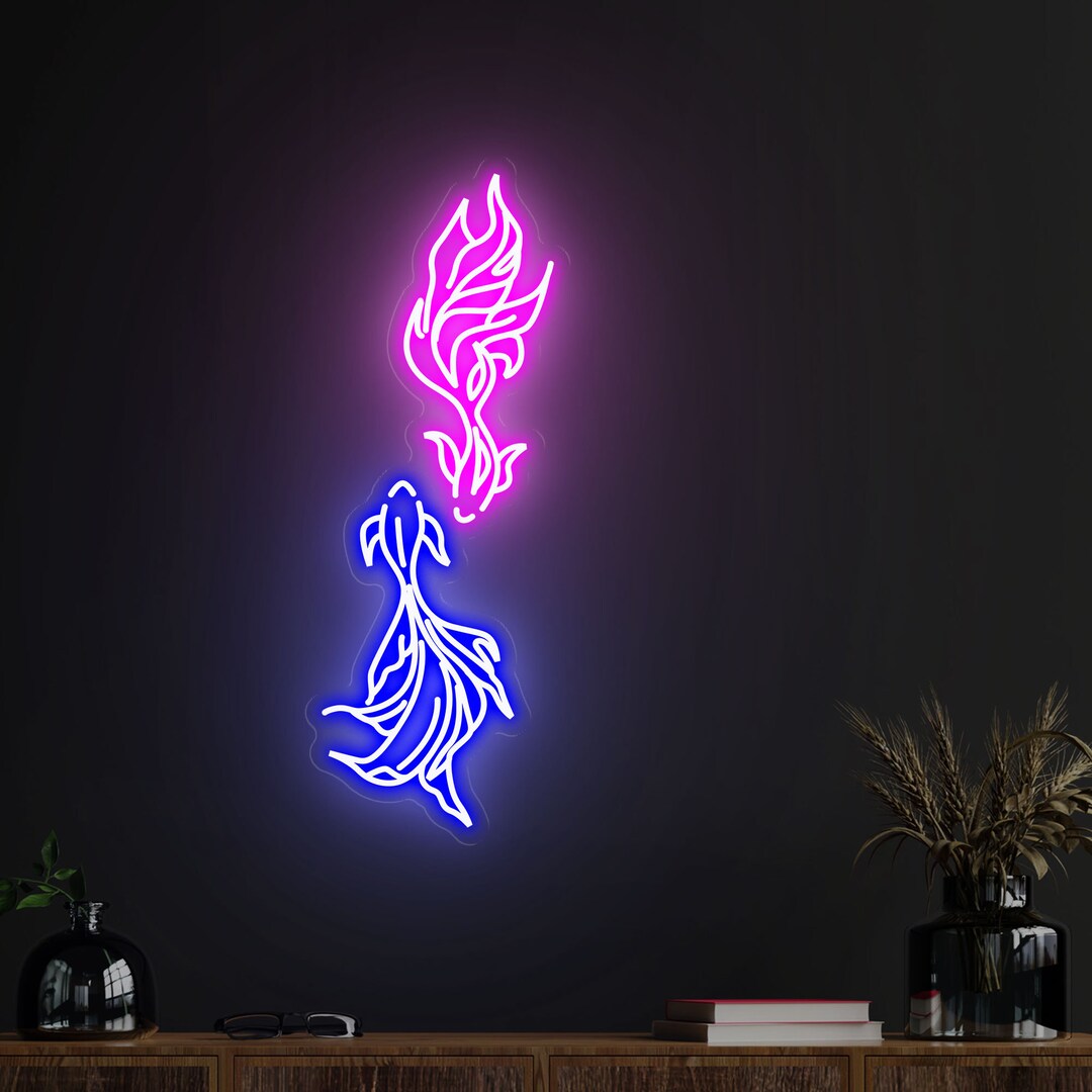 Koi Fish Neon Sign, Koi Neon Sign, Custom Japan Neon Sign Japan Neon ...