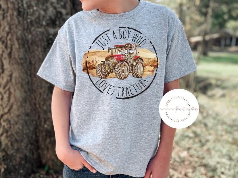 Just A Boy Who Loves Tractors Graphic Tshirt - Etsy