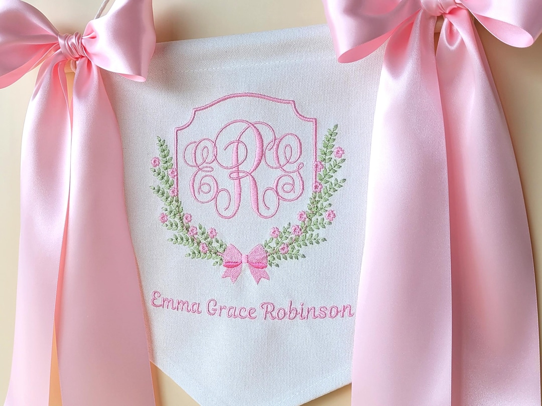Custom Baby Banner Embroidered Monogram Wall Art, Hospital Birth ...