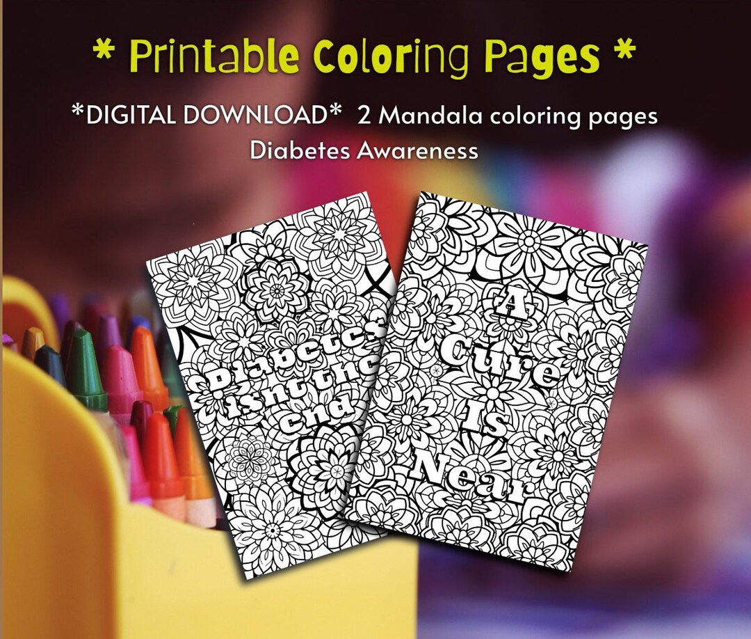 Diabetes Awareness Diabetic Coloring Pages Mandala Focus - Etsy