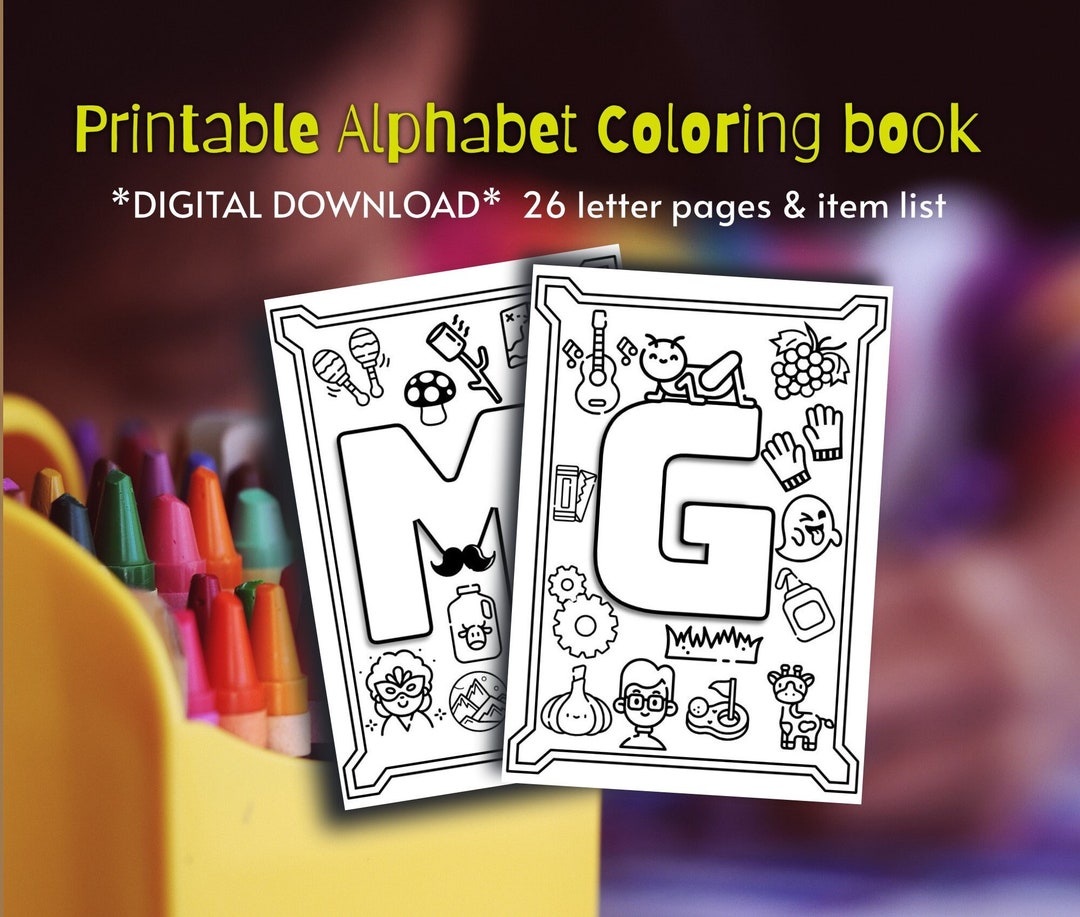 Digital A to Z Coloring Pages Alphabet Coloring - Etsy