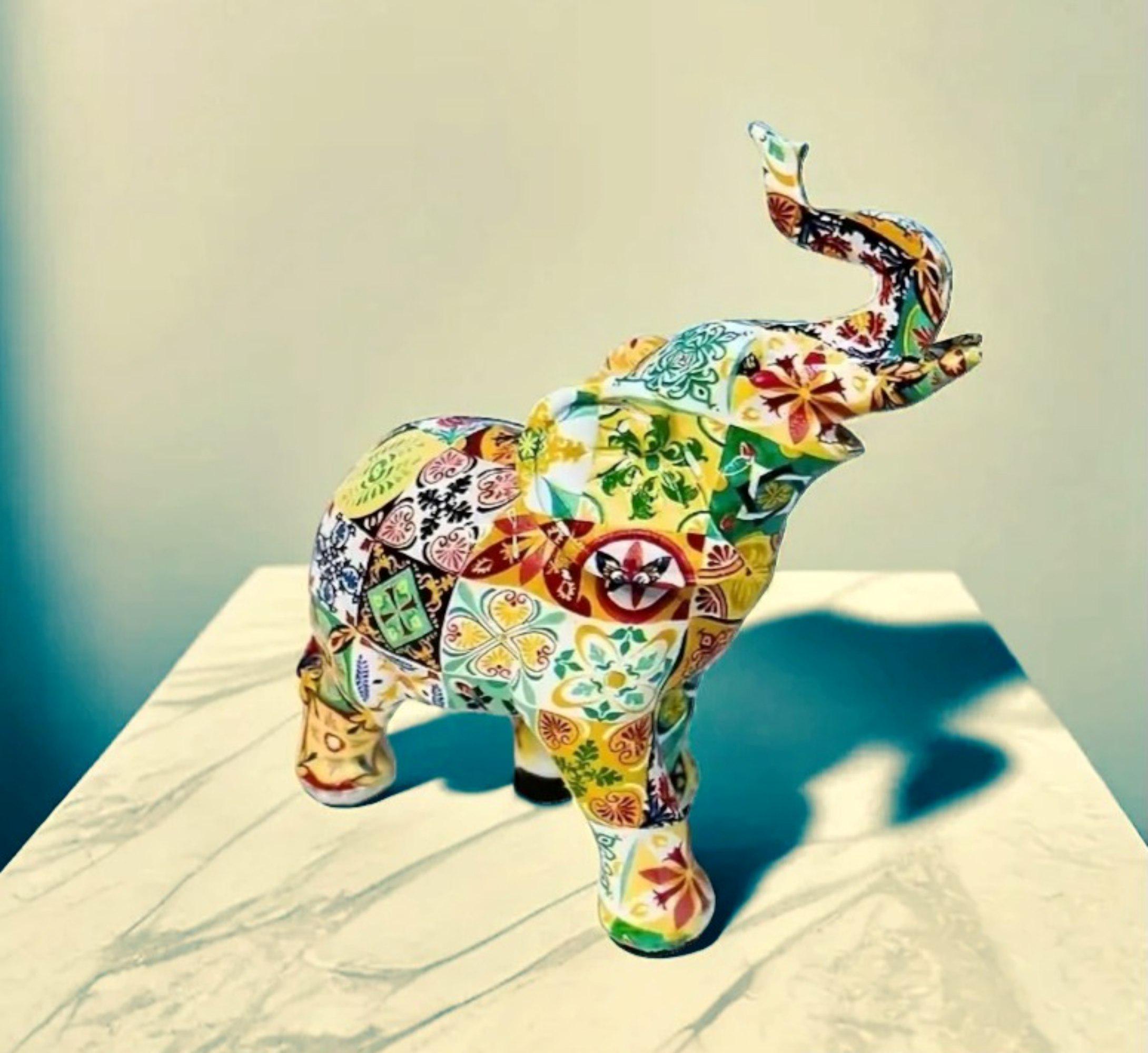 Colorful Elephant Statue Resin Elephant Sculpture and Figurines Home ...