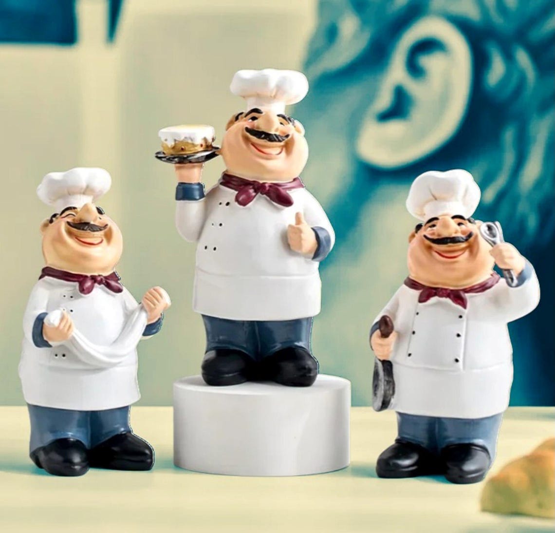 Smiling Chef Figurines Resin Chef Statue Cartoon Restaurant Chef ...