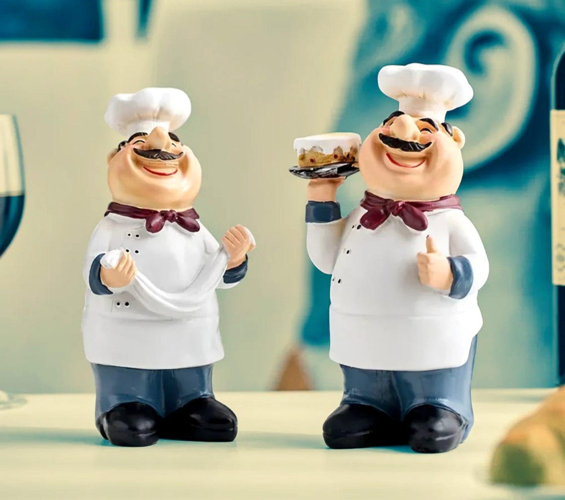 Smiling Chef Figurines Resin Chef Statue Cartoon Restaurant Chef ...