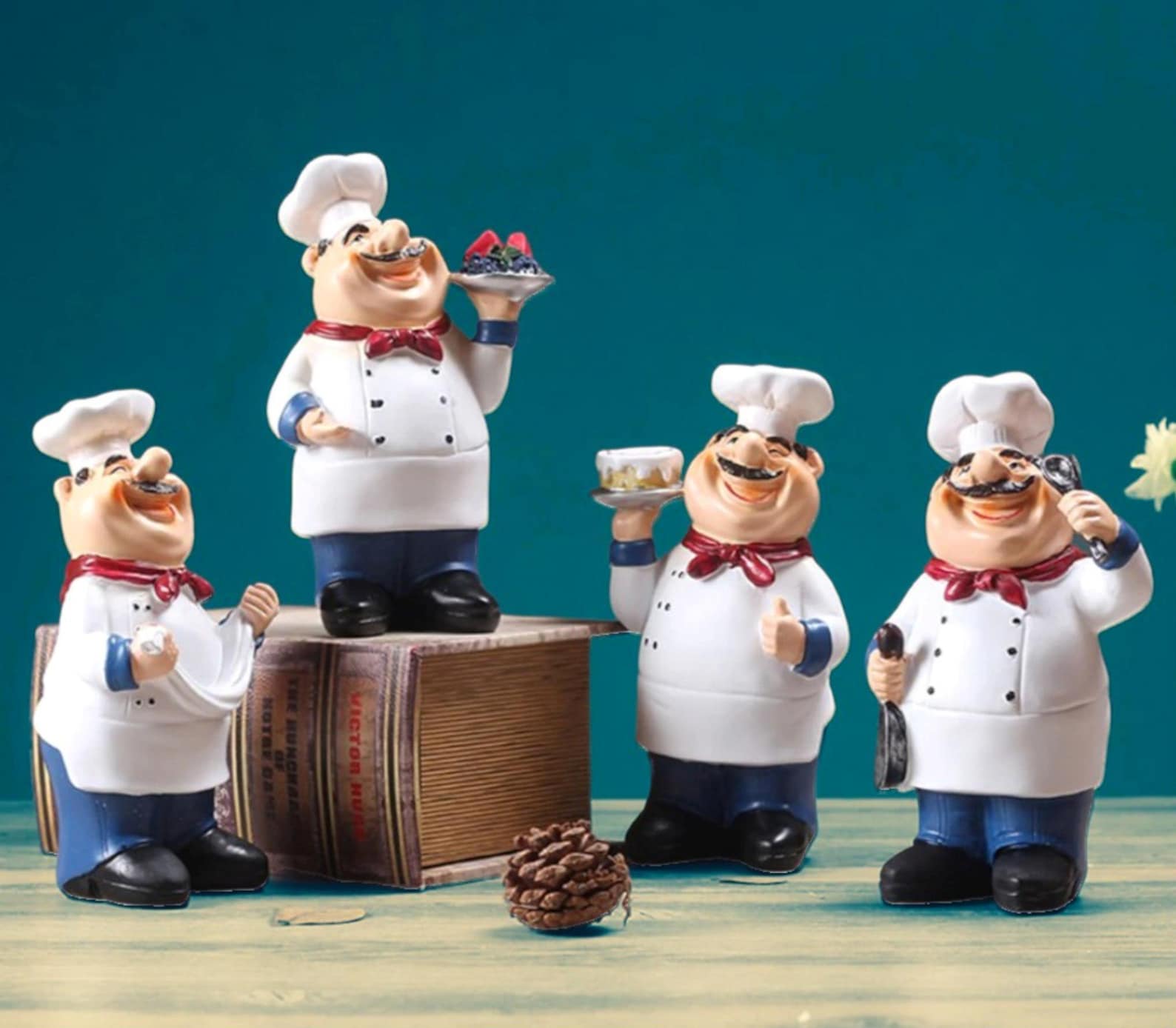 Smiling Chef Figurines Resin Chef Statue Cartoon Restaurant Chef ...