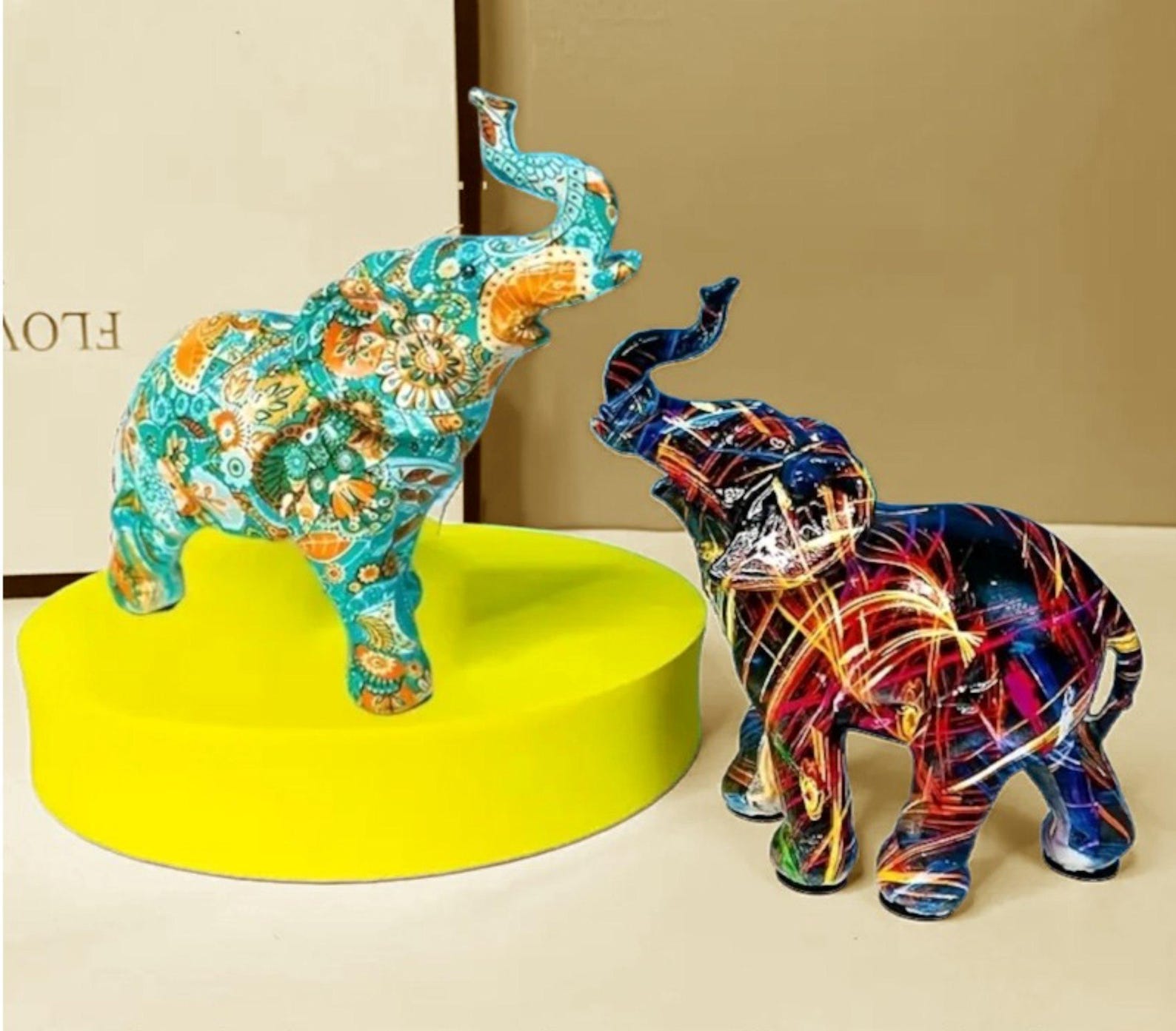 Colorful Elephant Statue Resin Elephant Sculpture and Figurines Home ...