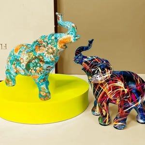 Colorful Elephant Statue Resin Elephant Sculpture and Figurines Home ...