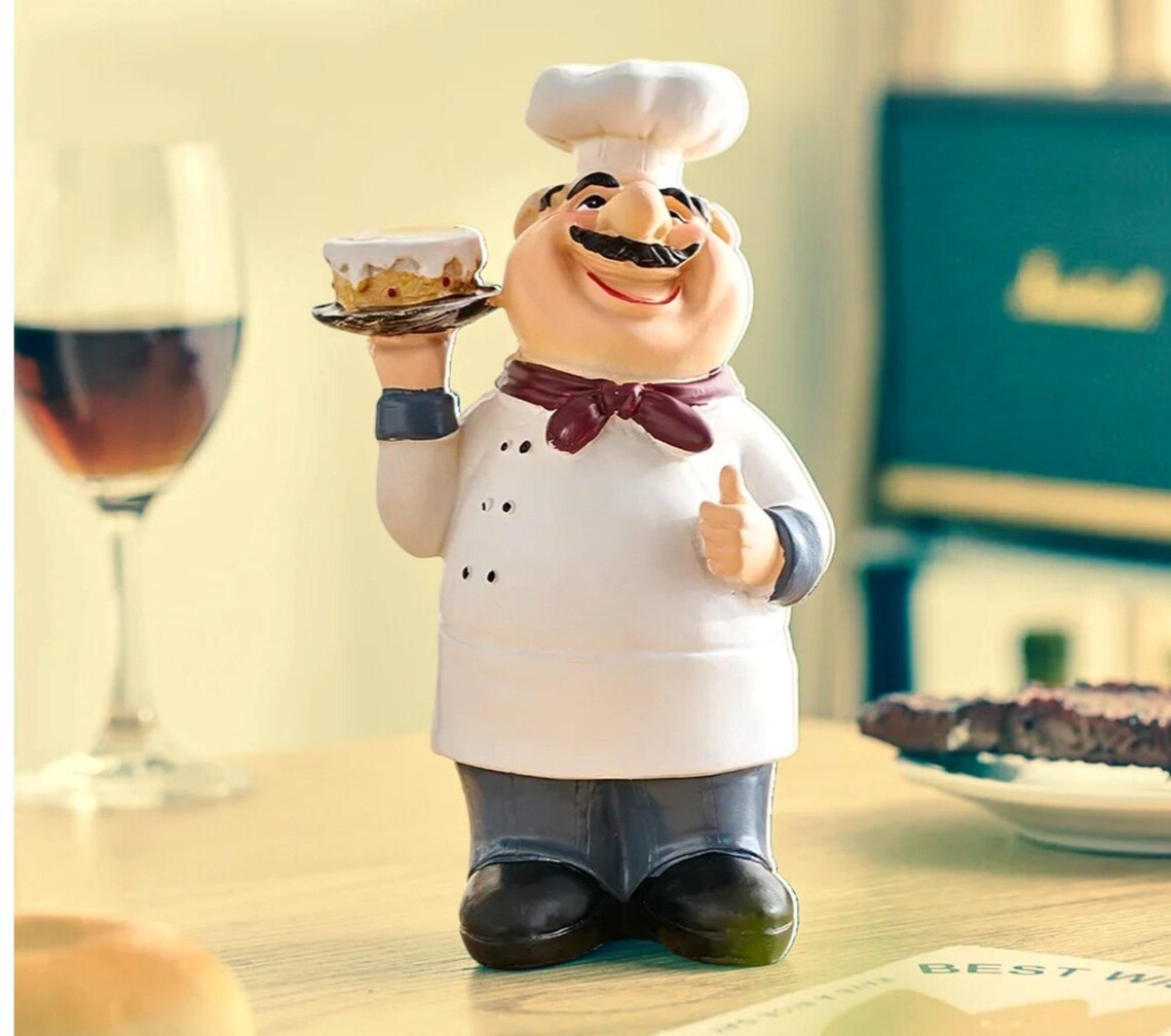 Smiling Chef Figurines Resin Chef Statue Cartoon Restaurant Chef ...