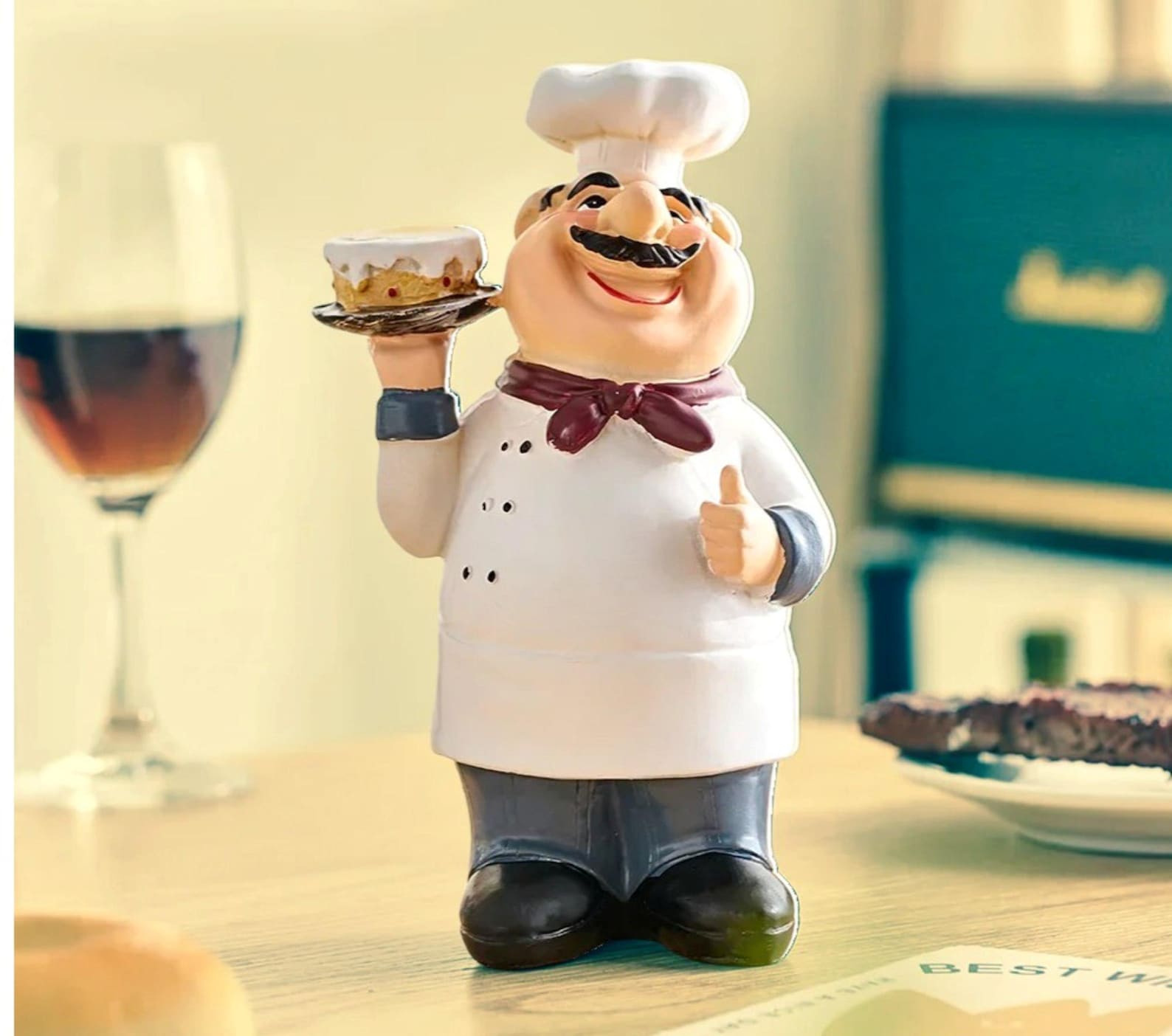 Smiling Chef Figurines Resin Chef Statue Cartoon Restaurant Chef ...