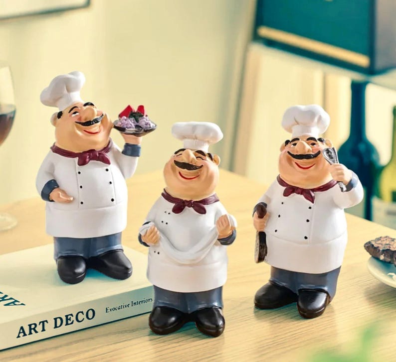 Smiling Chef Figurines Resin Chef Statue Cartoon Restaurant Chef ...