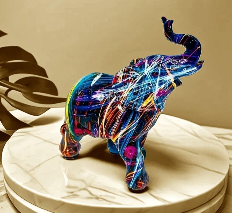 Colorful Elephant Statue Resin Elephant Sculpture and Figurines Home ...