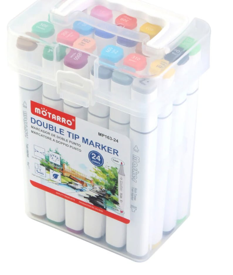 24 Colors Dual Tip Art Marker Pens for Children Coloring Drawing ...