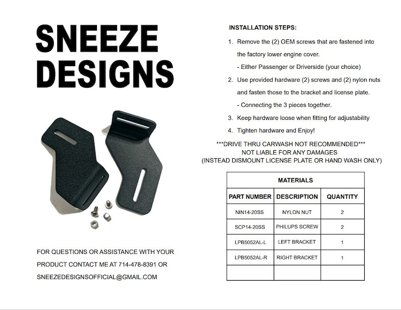 GR Corolla License Plate Bracket Relocation Kit - (set of 2) [GR ...