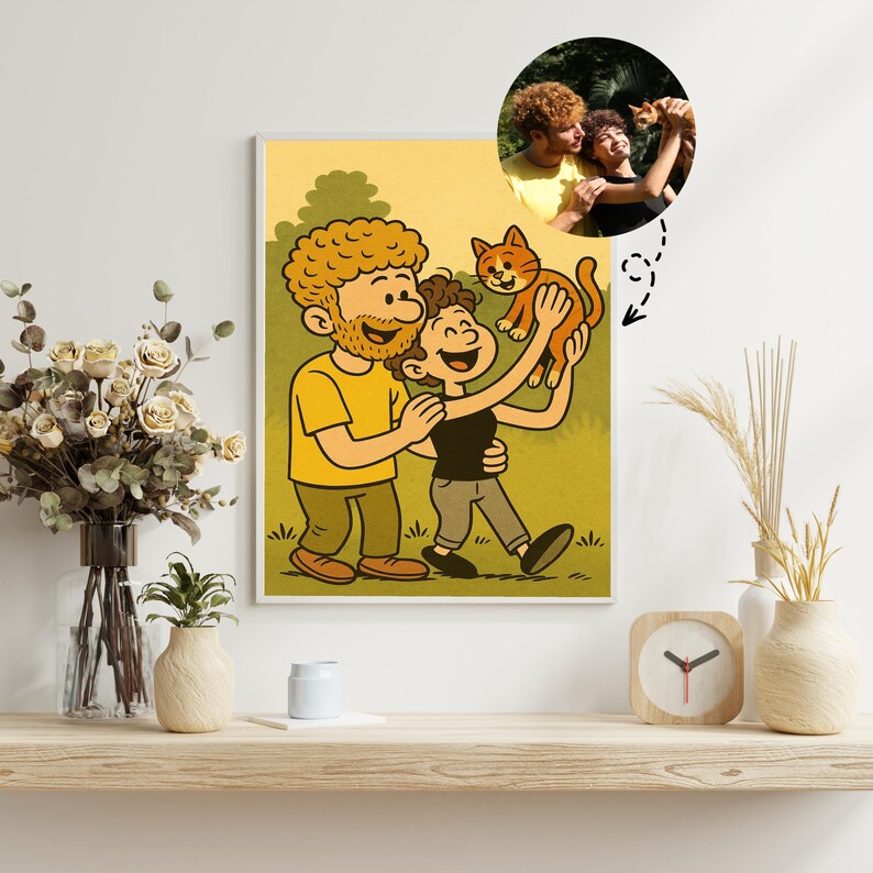 Custom Peanuts Style Portrait,personalized Cartoon Couple Drawing,comic ...