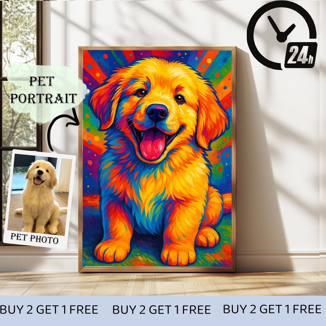 Custom Pop Art Pet Portrait,colorful Dog Portrait From Photo ...