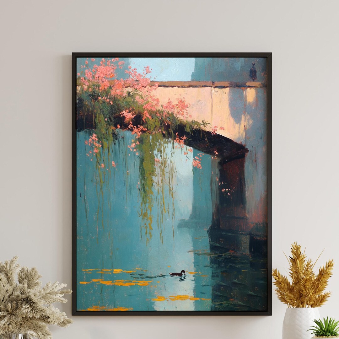 Monet Style Pastel Oil Painting Print,french Country Wall Decor,pink ...