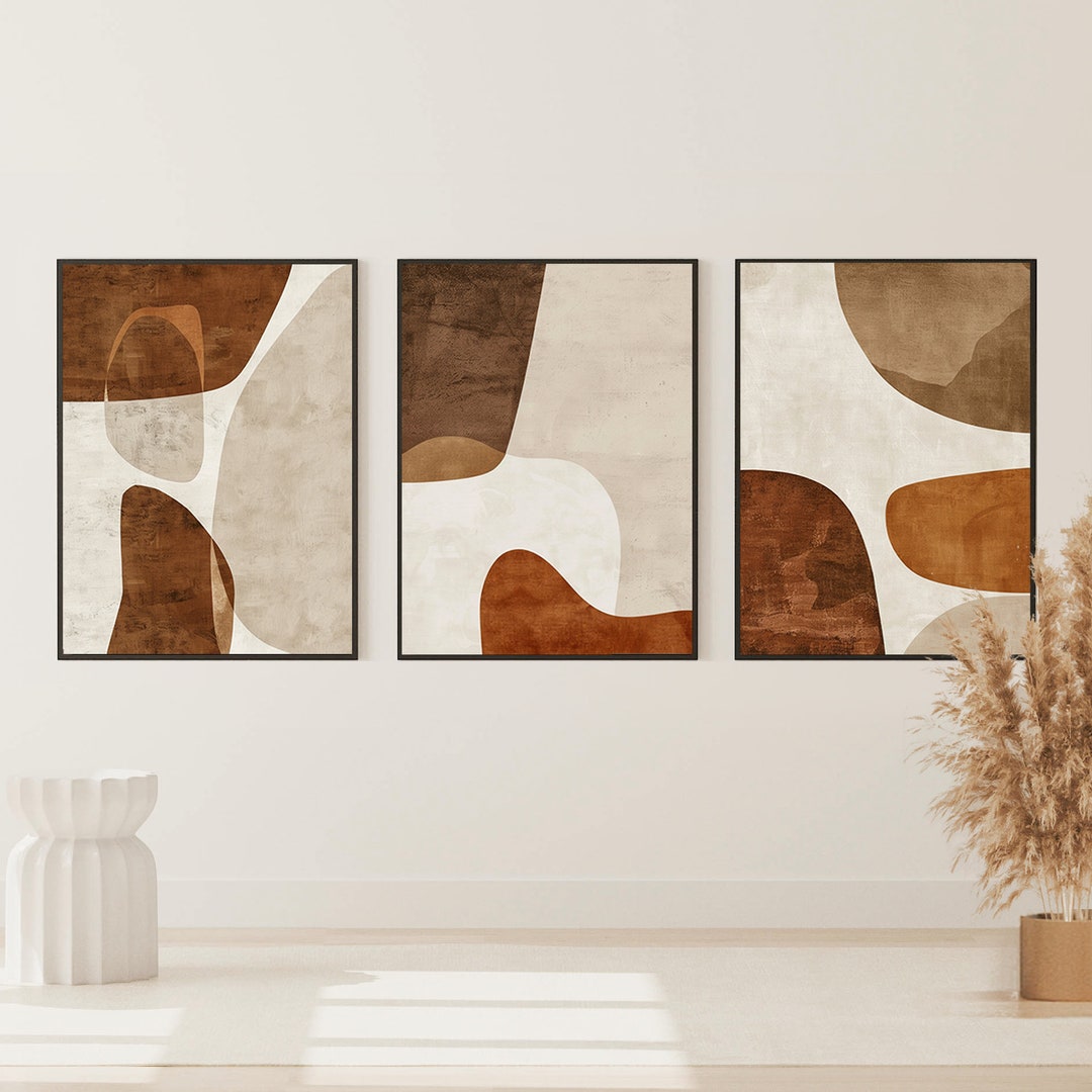 Abstract Beige Tan Wall Art Print, Set of 3 Texture Poster , Tan ...