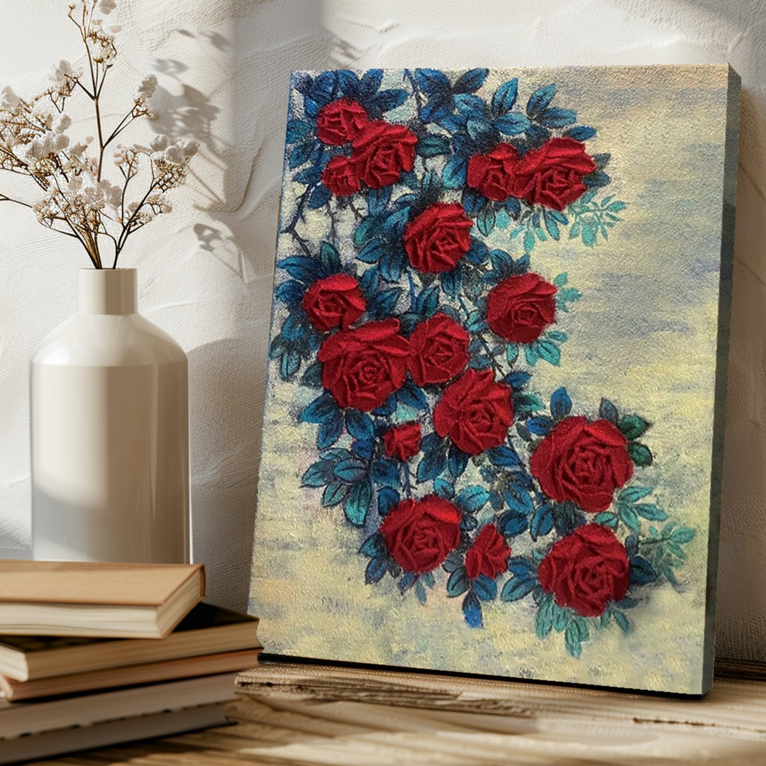 Rose Flowers Painting, Vintage Rose Painting, Sculptural Floral ...