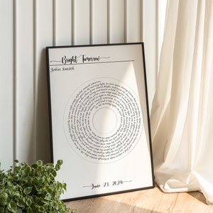 Personalize Vinyl Record Lyrics Poster, Custom Music Poster, Wedding ...