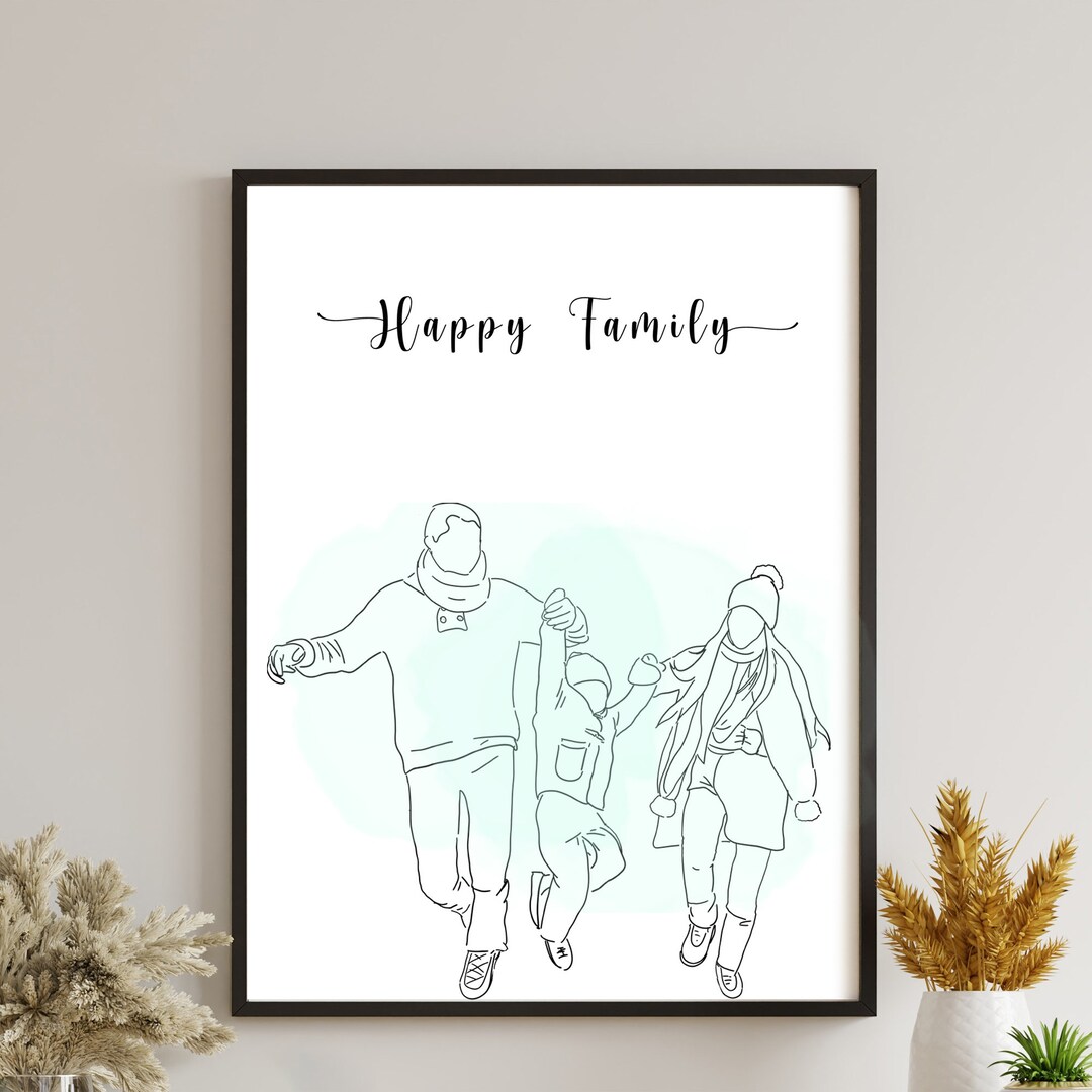 Custom Line Drawing, First Anniversary Gift, Portrait From Photo, One ...