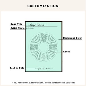 Personalize Vinyl Record Lyrics Poster, Custom Music Poster, Wedding ...