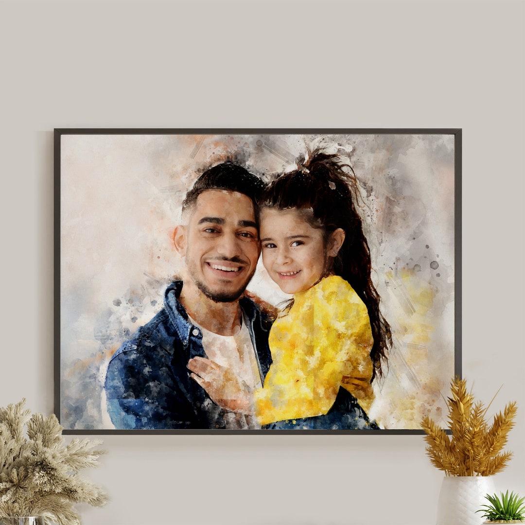 Fathers Day Gift, Custom Watercolor Dad Portrait, Personalized Dad ...