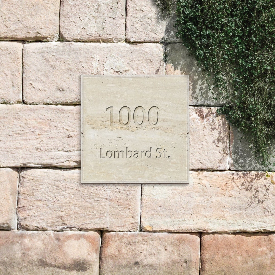 Personalized Natural Marble Outdoor Address Signs, Custom Carved Stone ...
