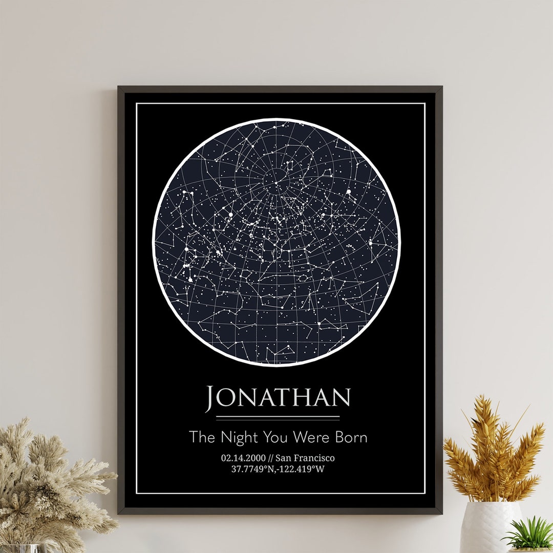 Custom Star Map, Night Sky Map, Custom Map Gift, Stars the Night We Met ...