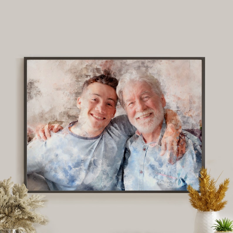 Fathers Day Gift, Custom Watercolor Dad Portrait, Personalized Portrait ...