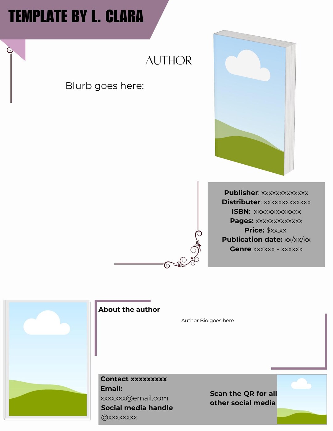 Editable Book One-sheet Template for Authors - Etsy UK