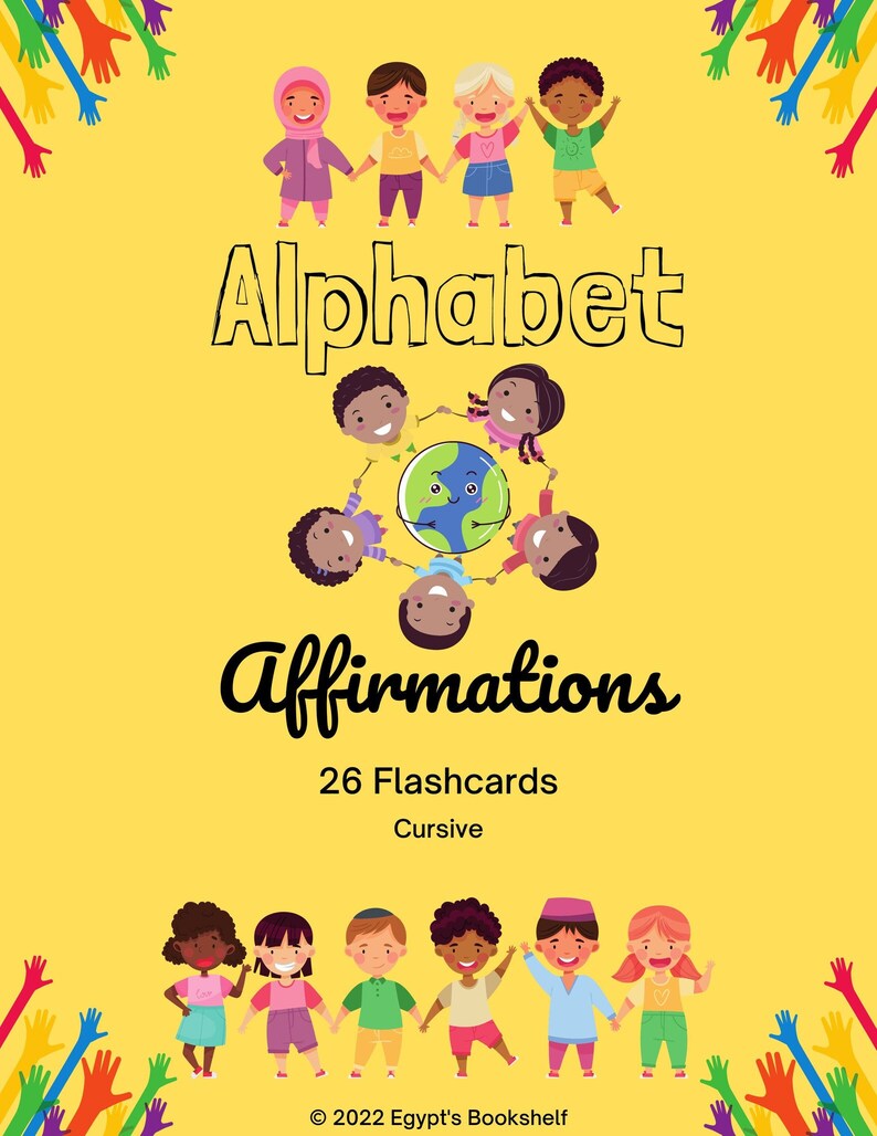 Alphabet Affirmations 26 Printable ABC Flash Cards With Cursive Letters ...