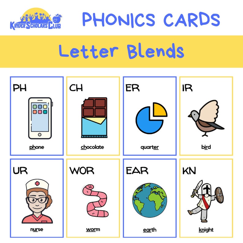 Phonics Flash Cards Consonants & Vowel Letter Blends With Diagraphs - Etsy