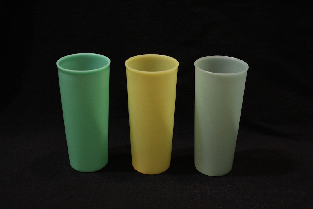 Blue and Yellow Tupperware Cups, Set of 3 Vintage Tupperware Plastic ...
