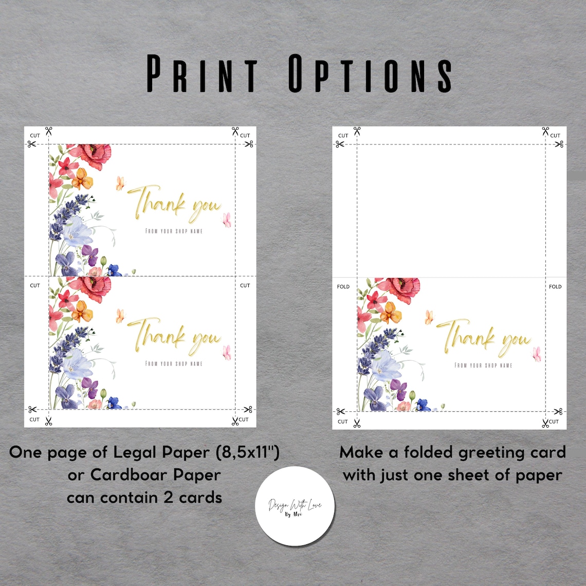 Printable Thank You Card, Digital Thank You Card, Business Thank You ...