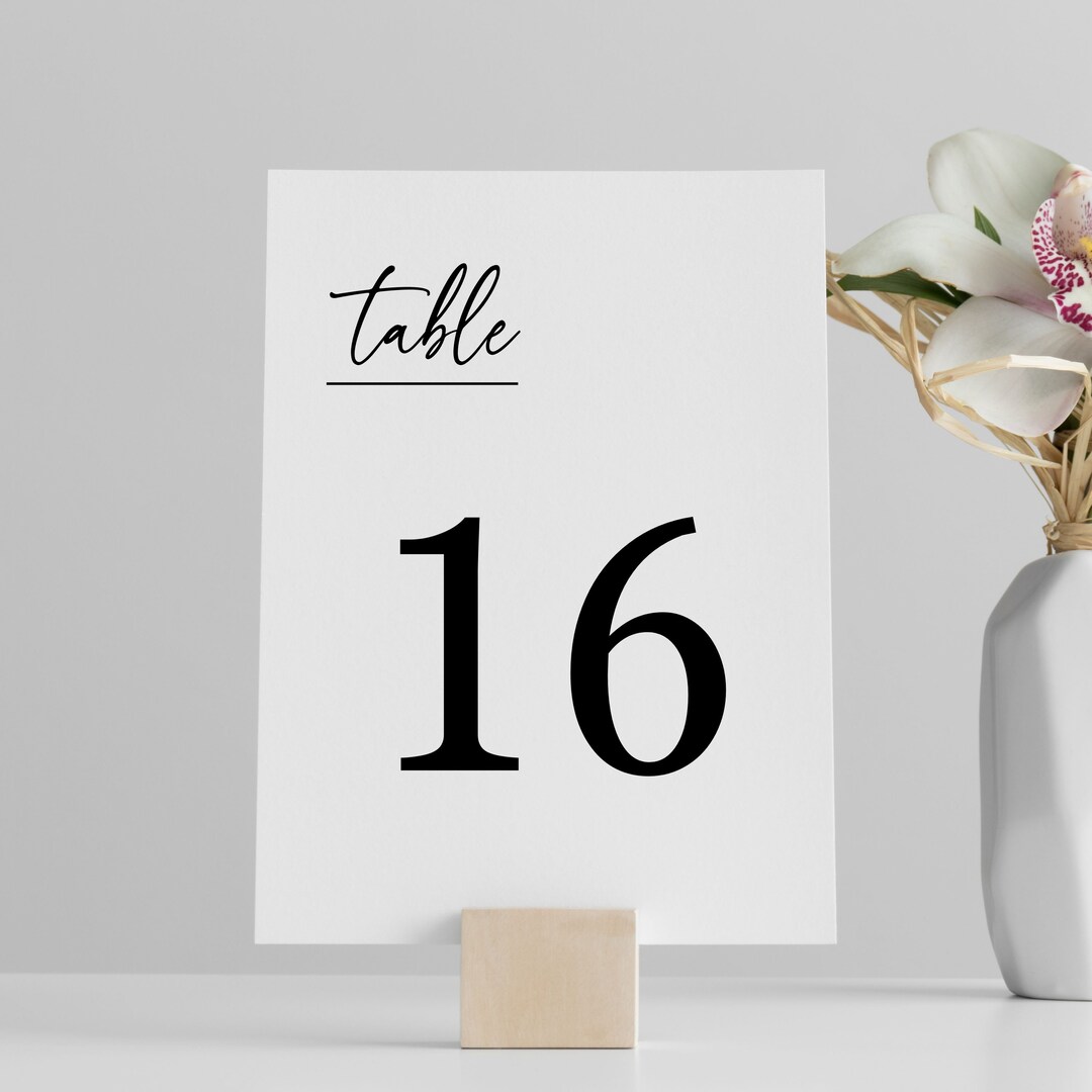 Modern Wedding Table Numbers Template, Minimalistic Wedding Table ...