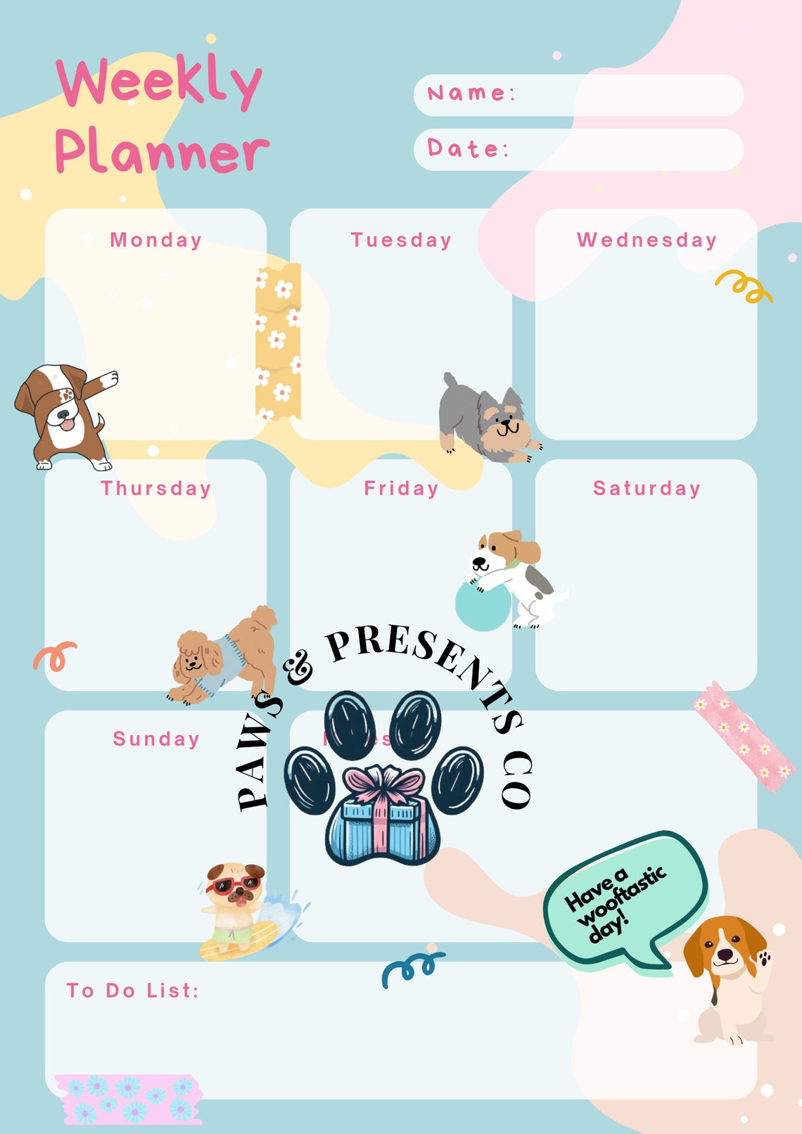 Printable Weekly Planner for Dog Lovers, Time Management Planner for ...