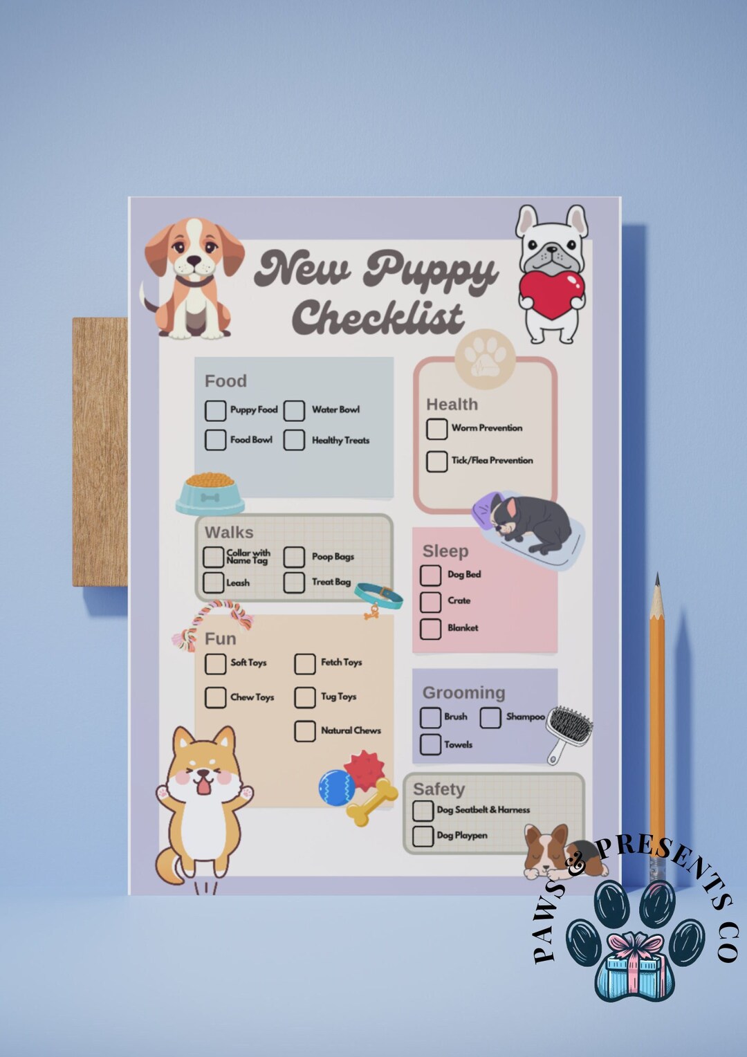Printable Checklist for New Dog Owner,gift for Dog Lovers, Planner for ...