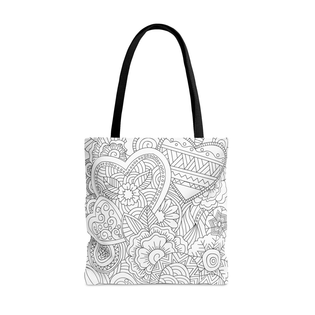 Mandala Floral Art Tote Bag Coloring Bag DIY Tote Bag - Etsy