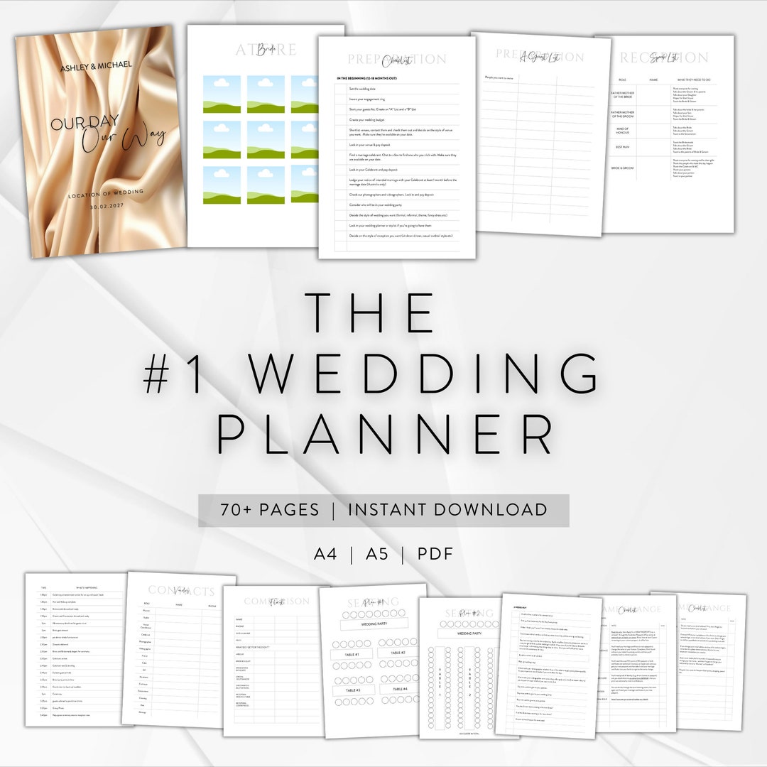 Personalised Digital Wedding Day Planner | 70+ Pages | Edit in Canva ...