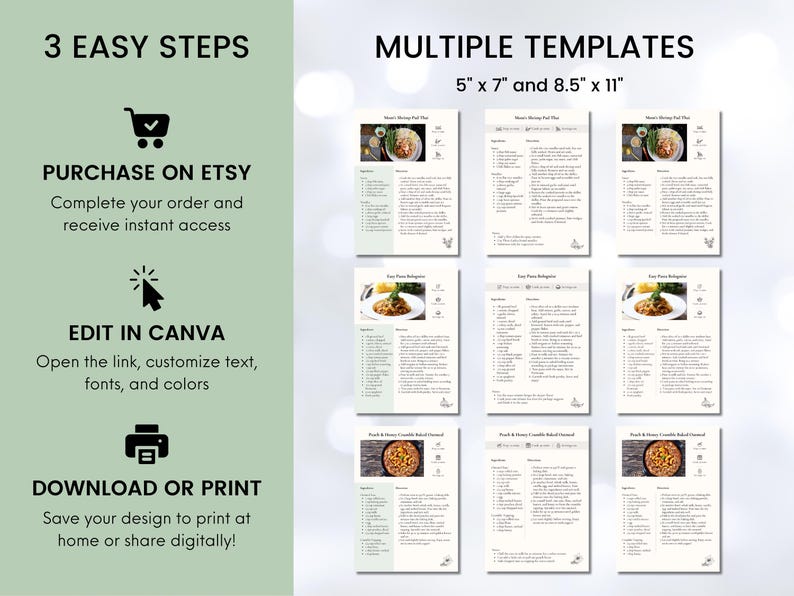 Editable Recipe Template | Printable Recipe Template | Cookbook ...
