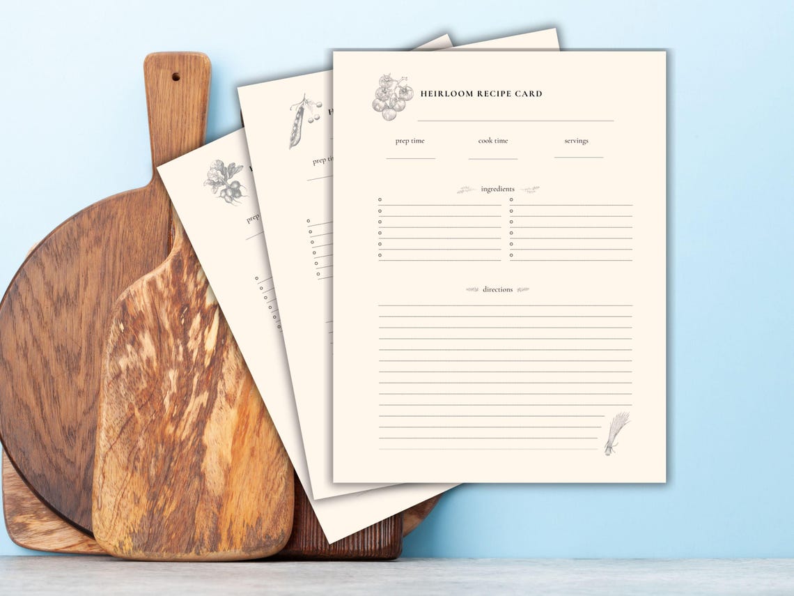 Printable Recipe Template: Heirloom Recipe Page (digital PDF) - Etsy