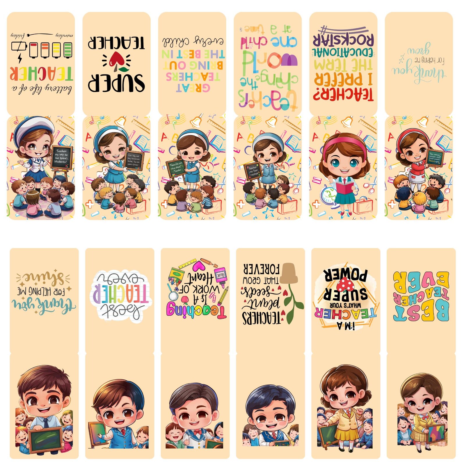 Teacher Day Magnetic Bookmarks Templates | 64 Printable Teacher ...