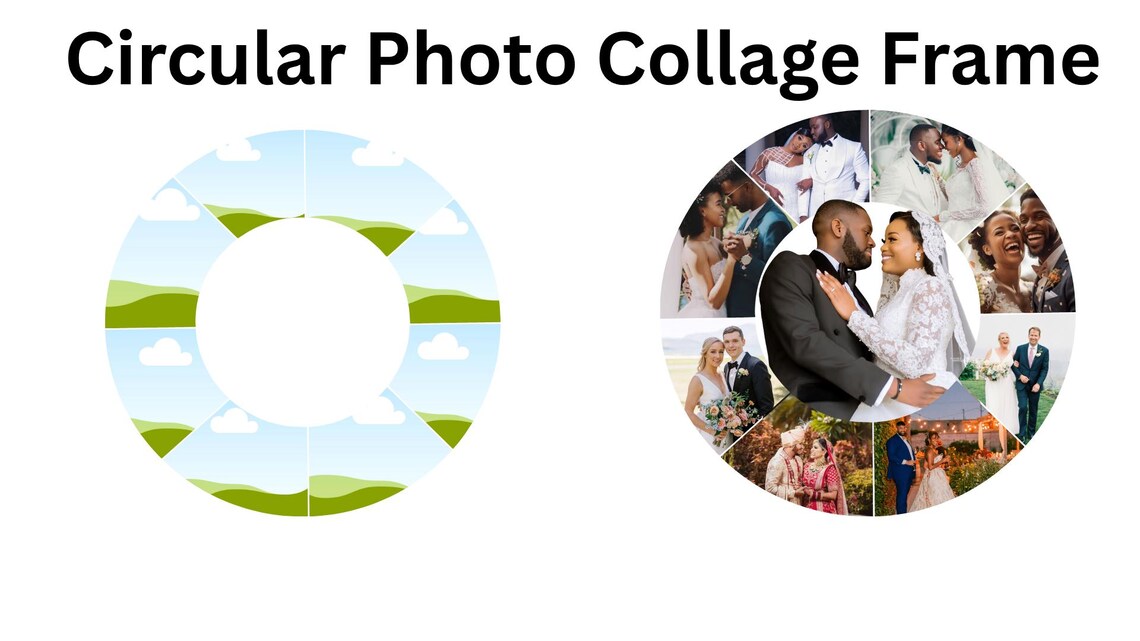 Circular Photo Collage Frame | Drag & Drop Canva Editable Template ...