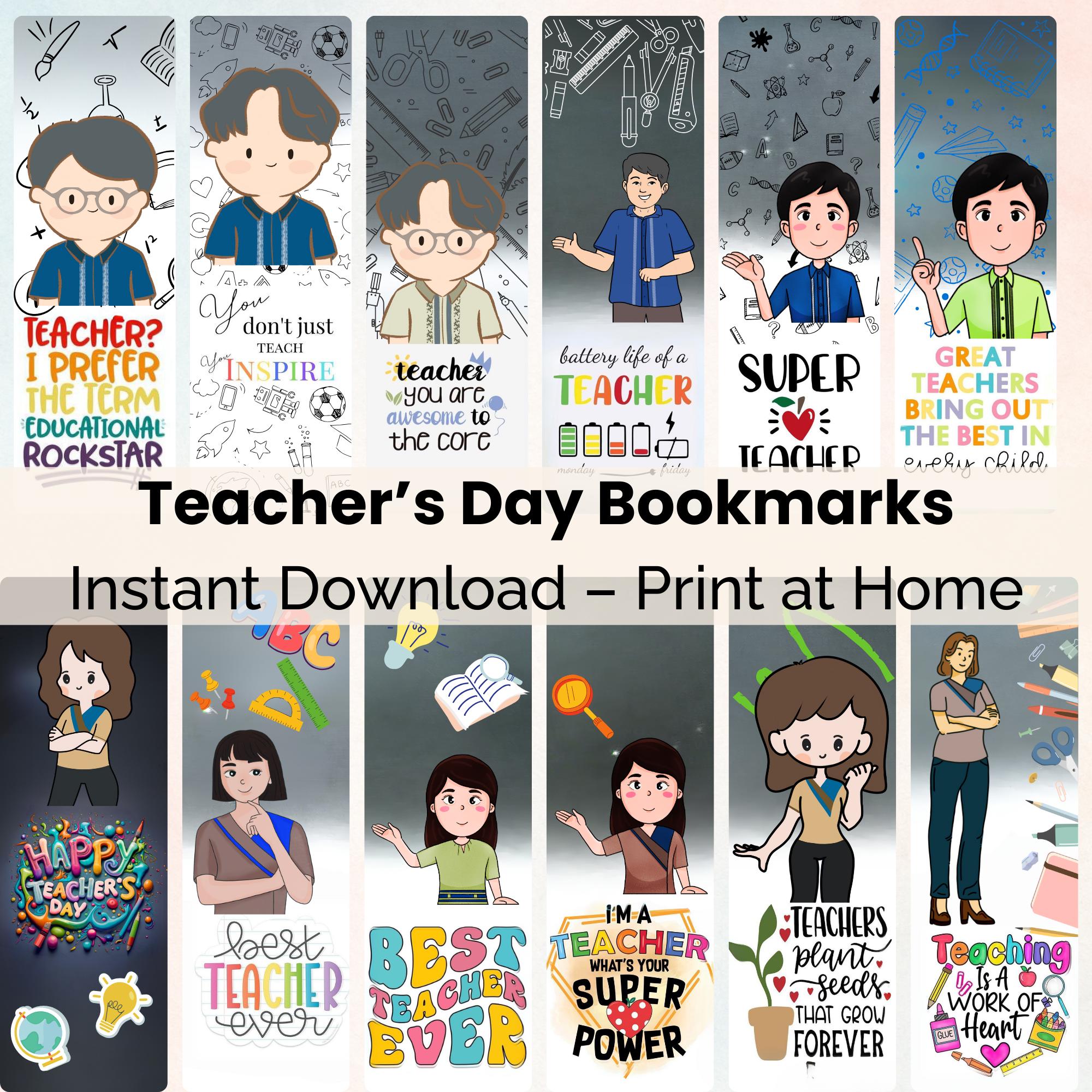 Teacher Day Bookmarks | Printable Teacher Appreciation Gift, Editable ...