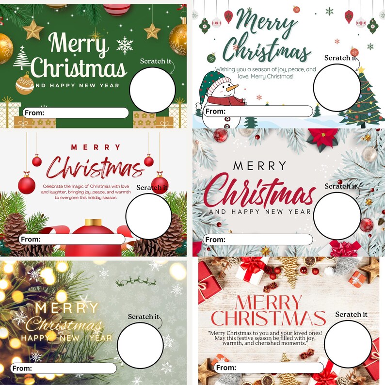 30 Christmas Scratch Card Template | Canva Editable Holiday Scratch off ...